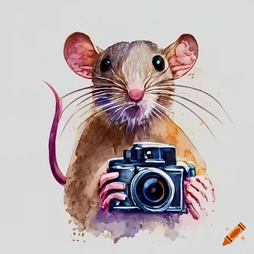 One rat holding a camera taking a picture