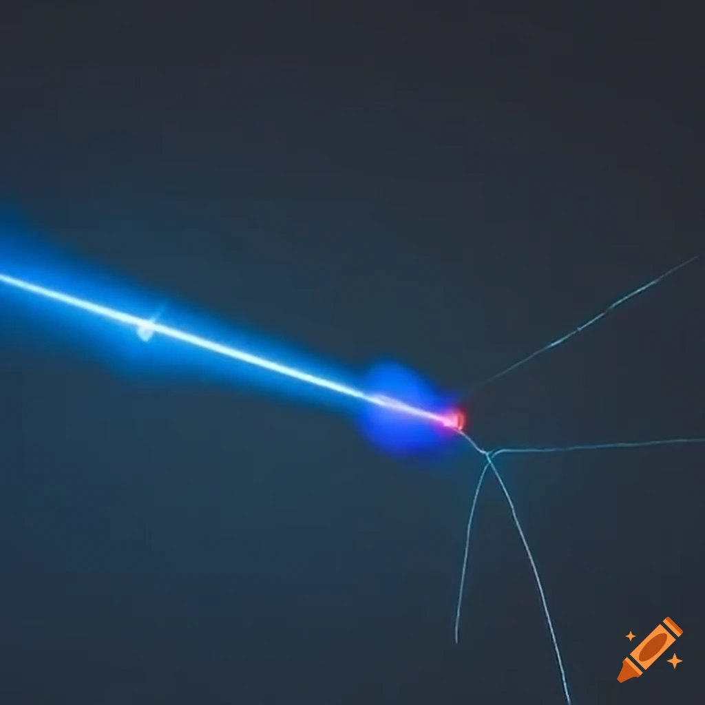 Laser beam shooting into the sky from the ground