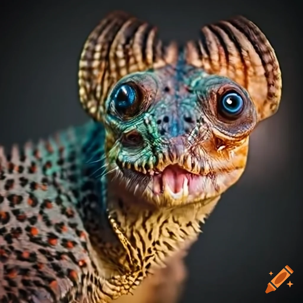 A whimsical mammal-reptile hybrid savannah creature inspired in both ...
