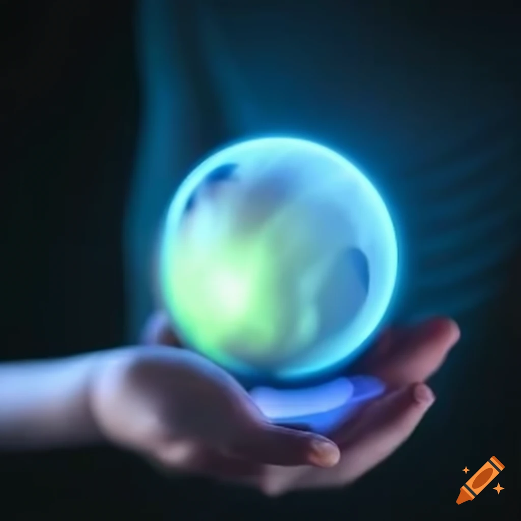A woman holding a glowing sphere, symbolizing technological advancement