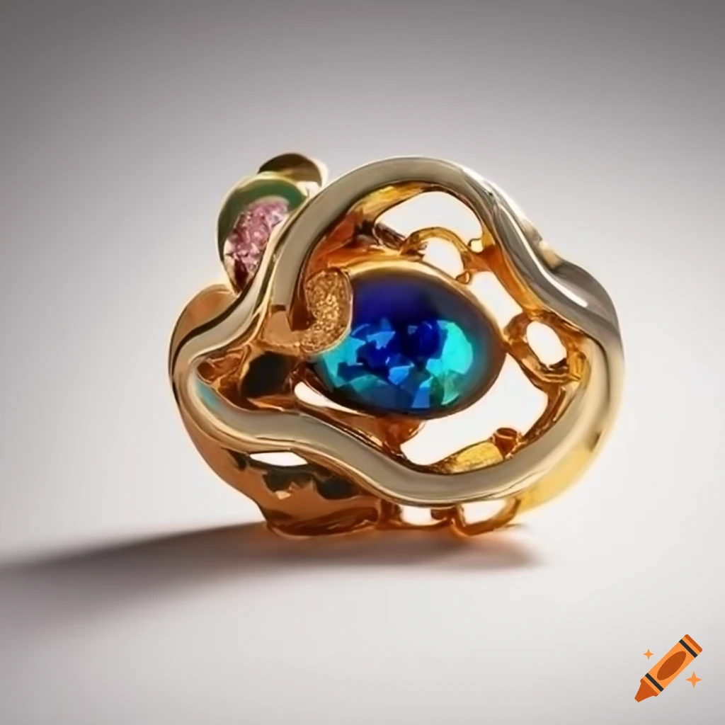 * platinum and gold sci-fi, futuristic, and organic shaped jewelry with ...