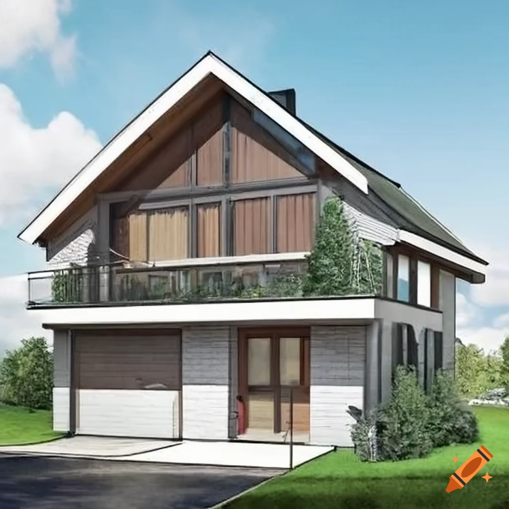 Architectural draft of house on Craiyon