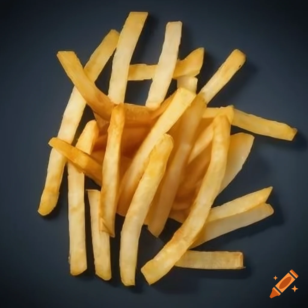 French fries made of translucent 3d blocks, 24 inches wide