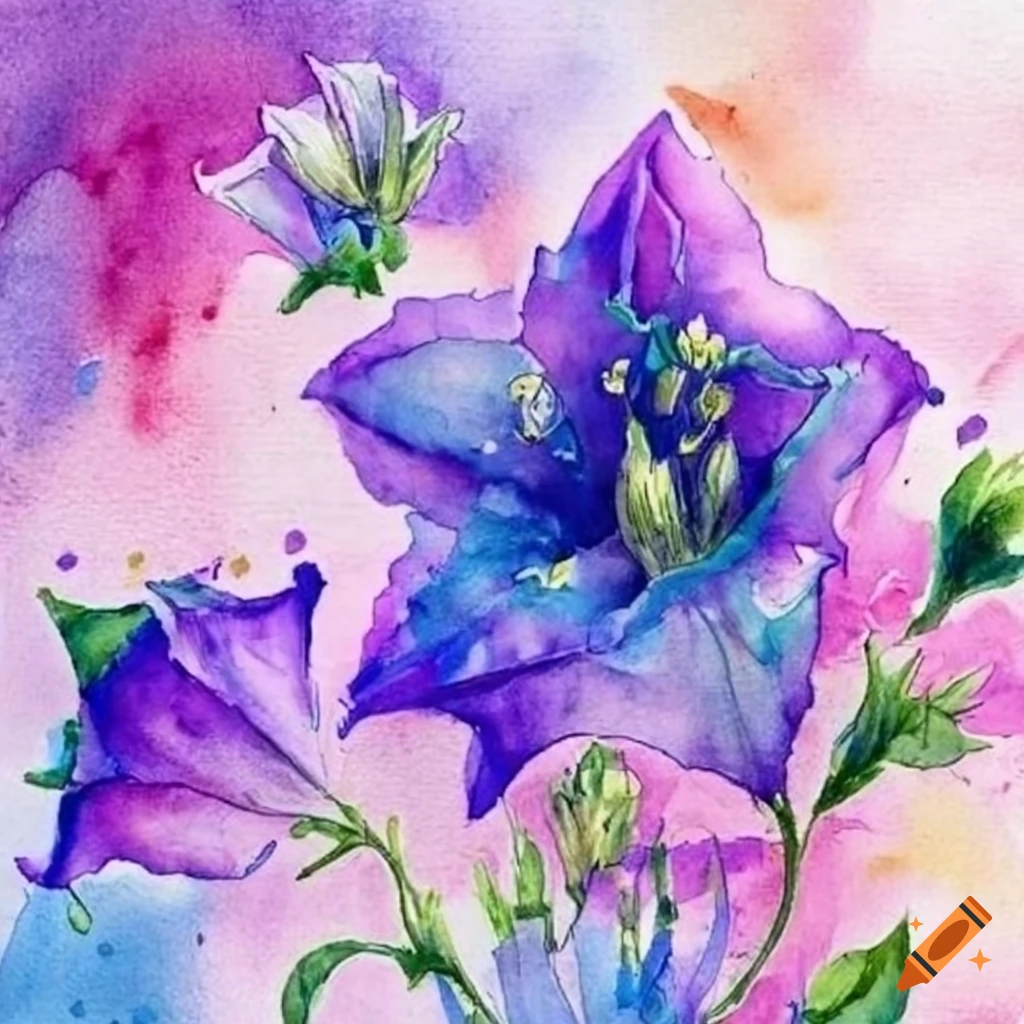 Bellflower__watercolor__insanely_detailed on Craiyon