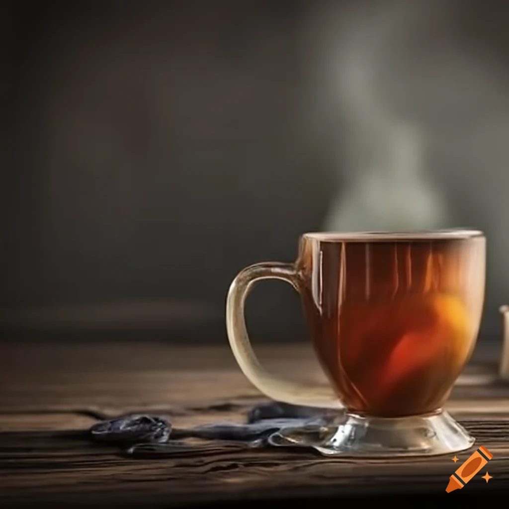 A hot cup of freshly brewed tea on rustic wood
