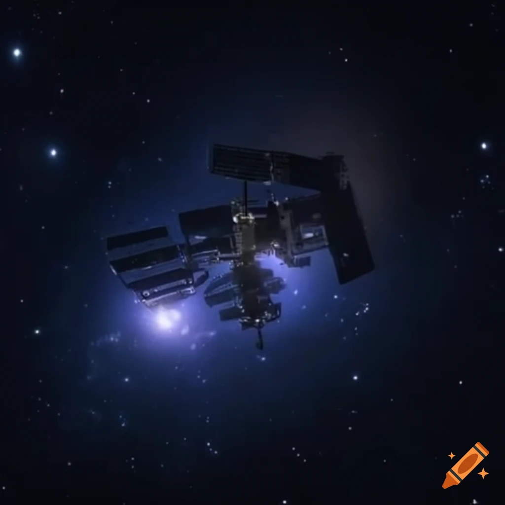 A futuristic space station equipped with a powerful signal receptor