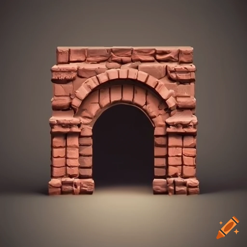 Arched brick town entrance gate rpg tiles isometric sharp edges high ...