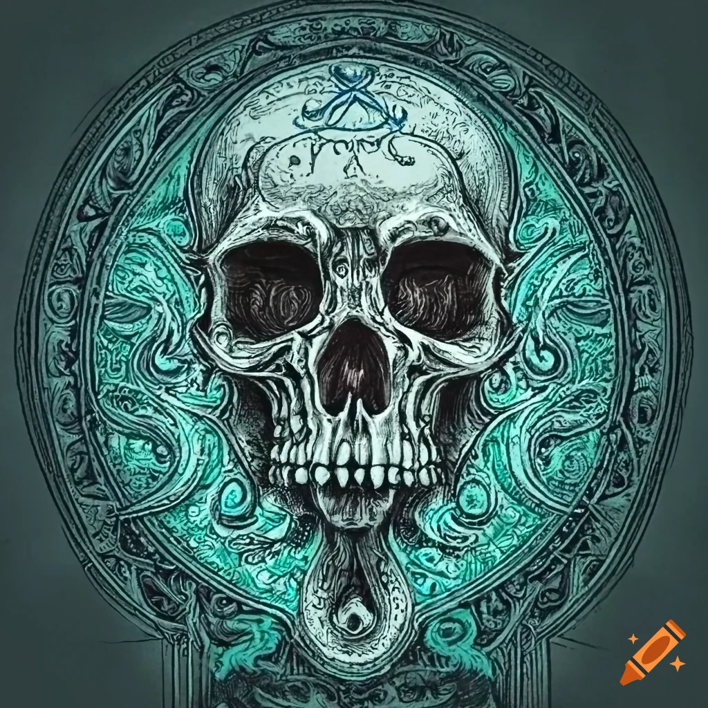 Lovecraft alchemy symbols skull diagram