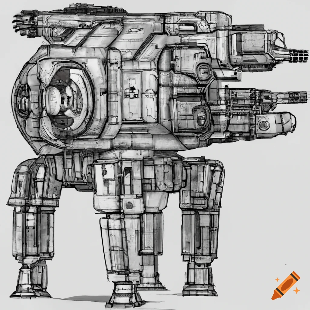 Sci-fi turret blueprints on Craiyon