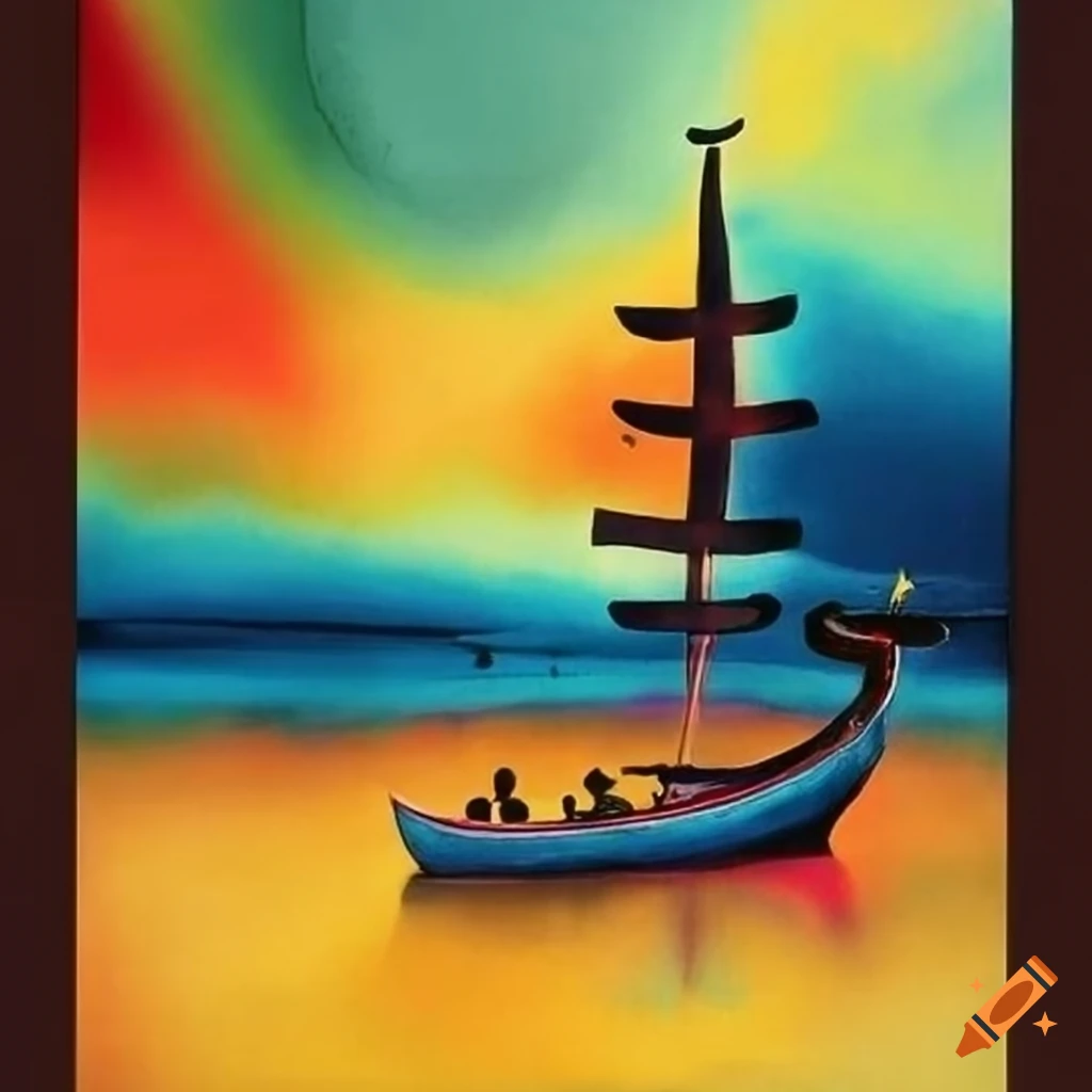 Boat in the bay colors surrealism joan miro on Craiyon