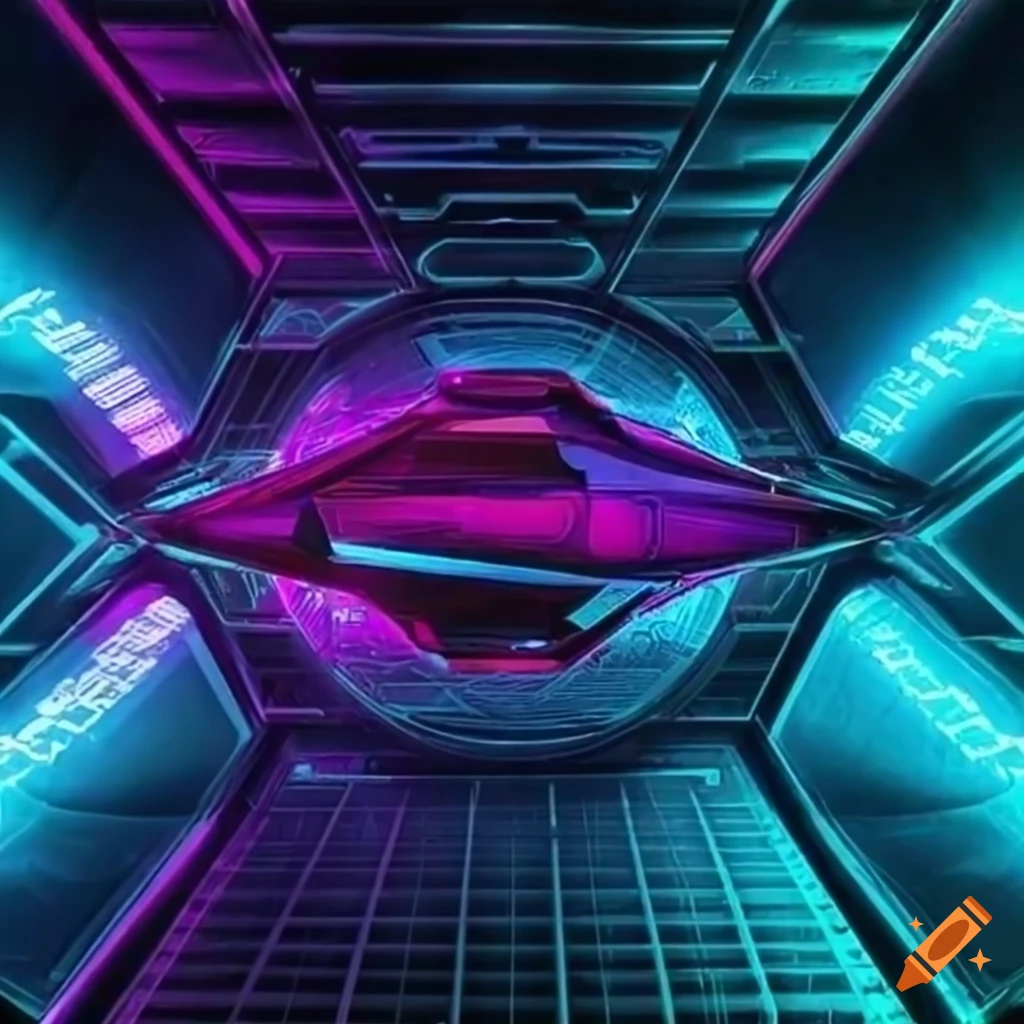 Synthwave futuristic spaceship shaped like the letter a on Craiyon