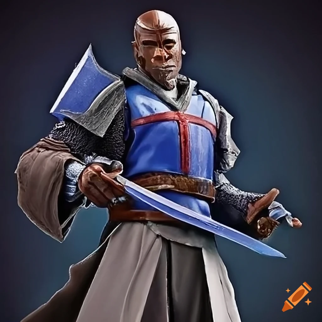 Ken masters fusion mace windu as blue armor templar knight with sword ...