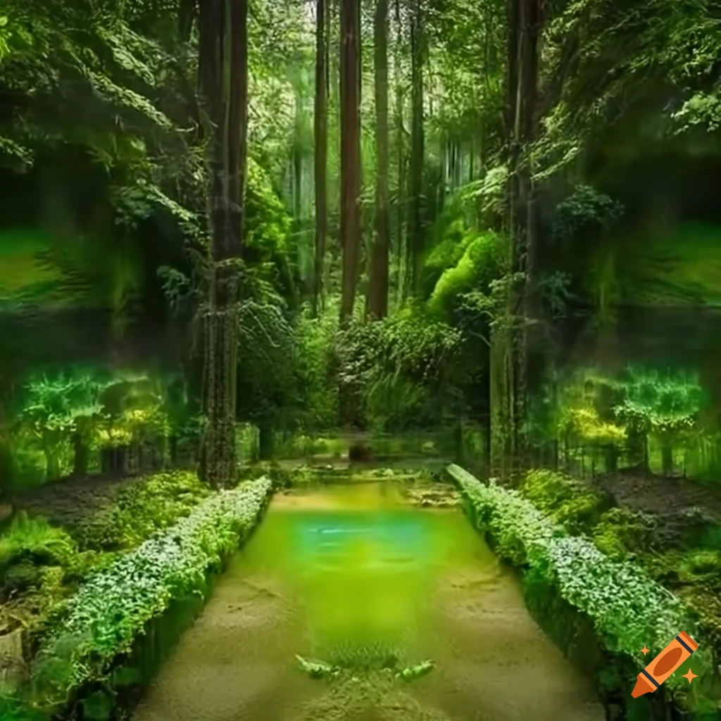 4k lush greenery land,sphere glass houses