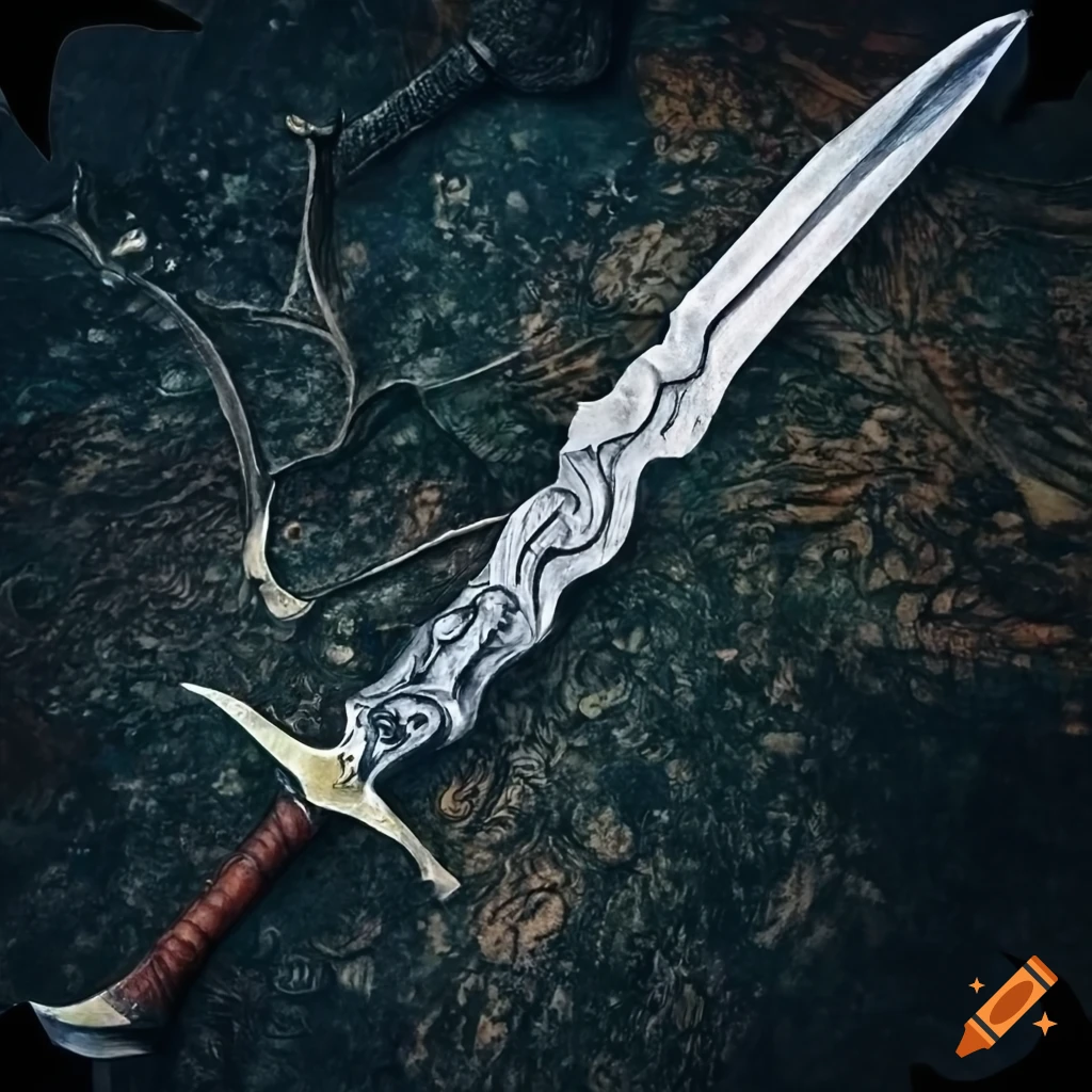 Hand-crafted sword, hand-drawn surrealistic style, final fantasy