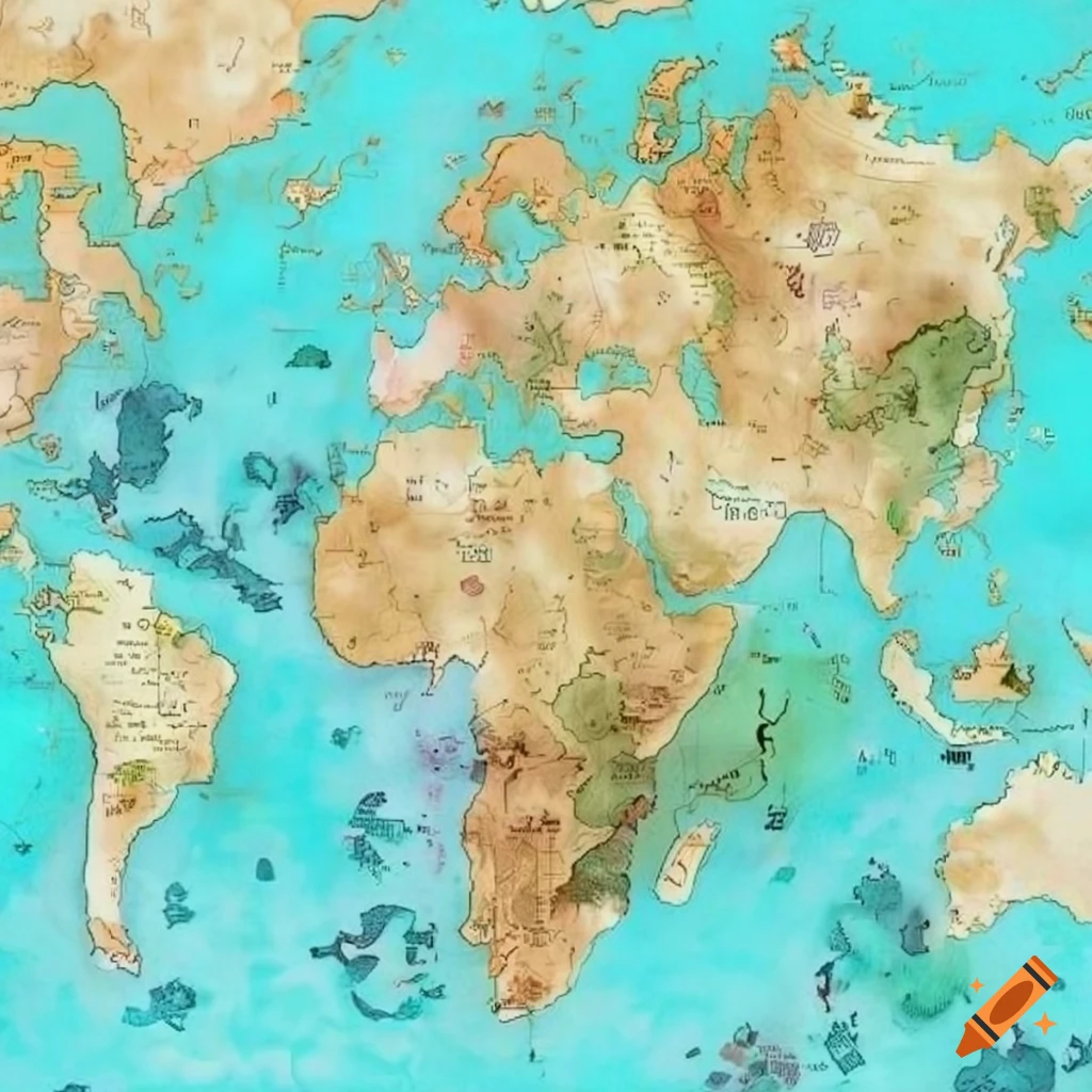 A fantasy map of a continent made by pirates on Craiyon