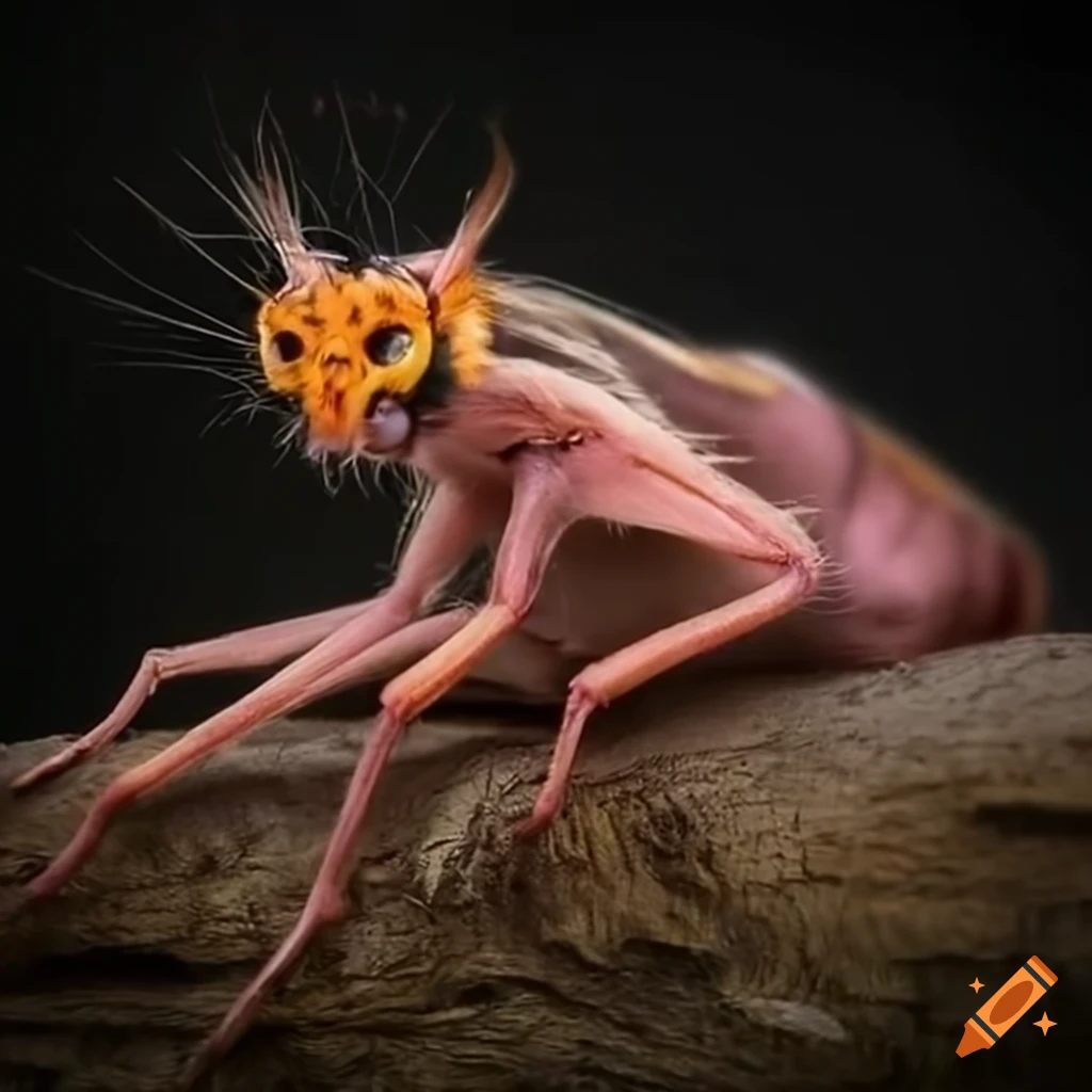 A whimsical mammal-insect hybrid creature inspired by both cats and moths on Craiyon