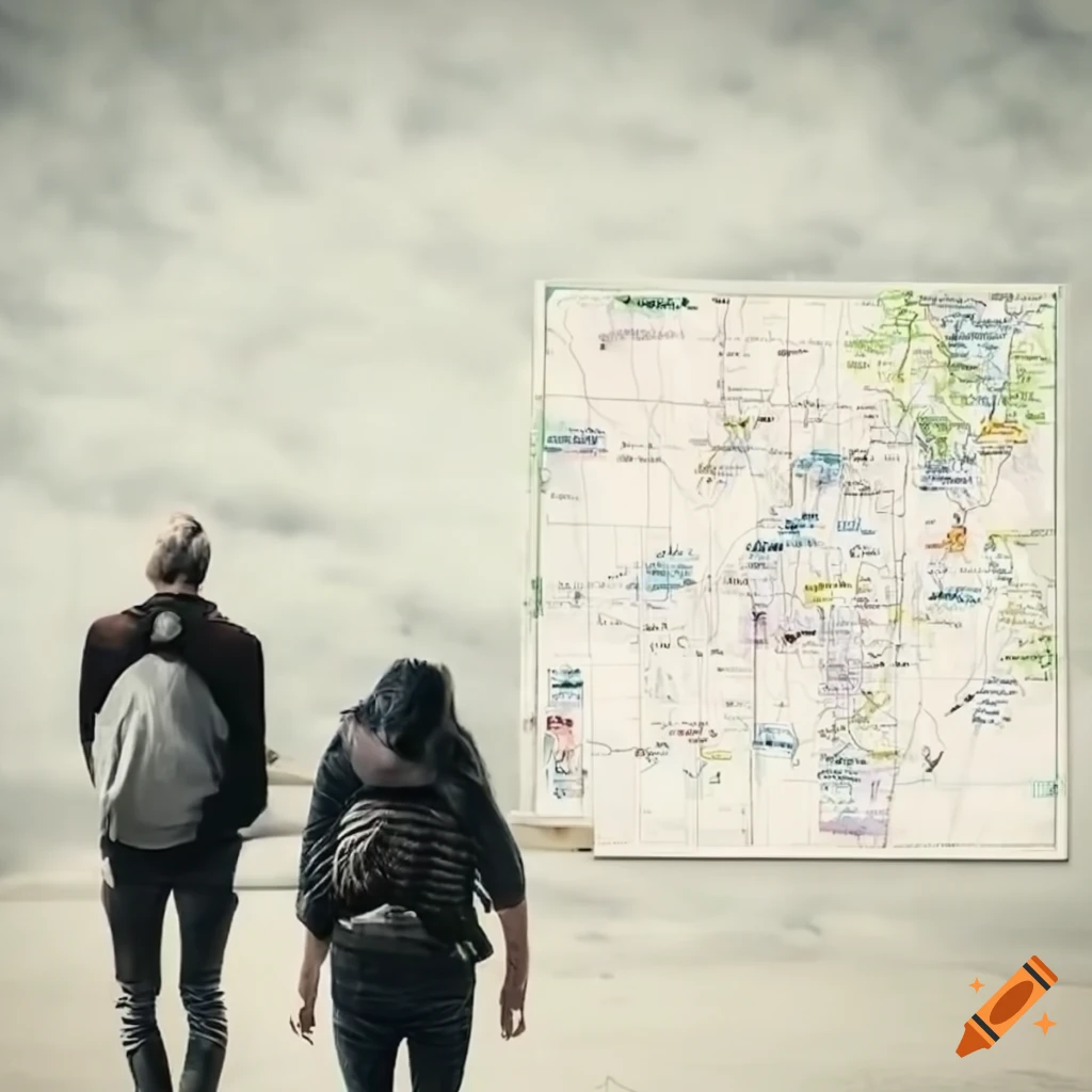 People travelling home on a map