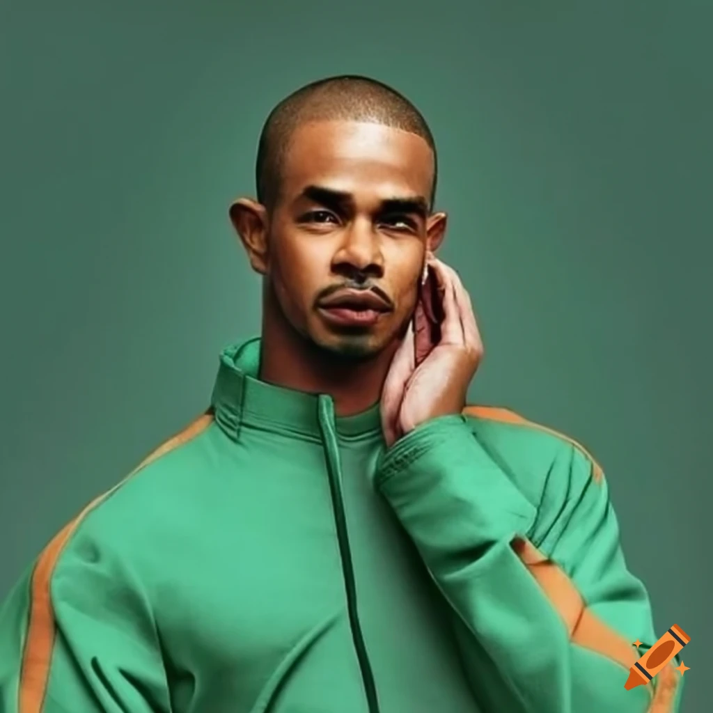 Actor damon wayans jr in a green tracksuit on Craiyon