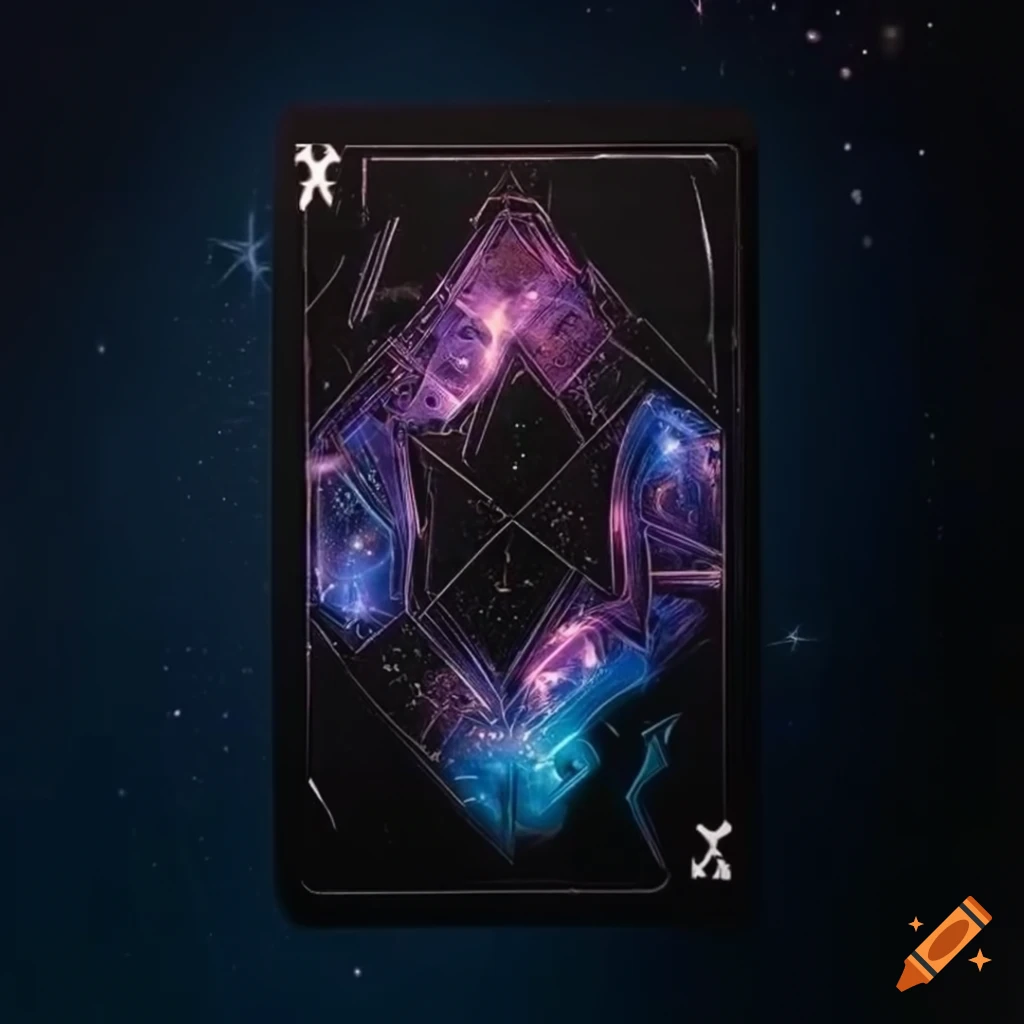 Simple dark black playing cards back side with universe design on Craiyon