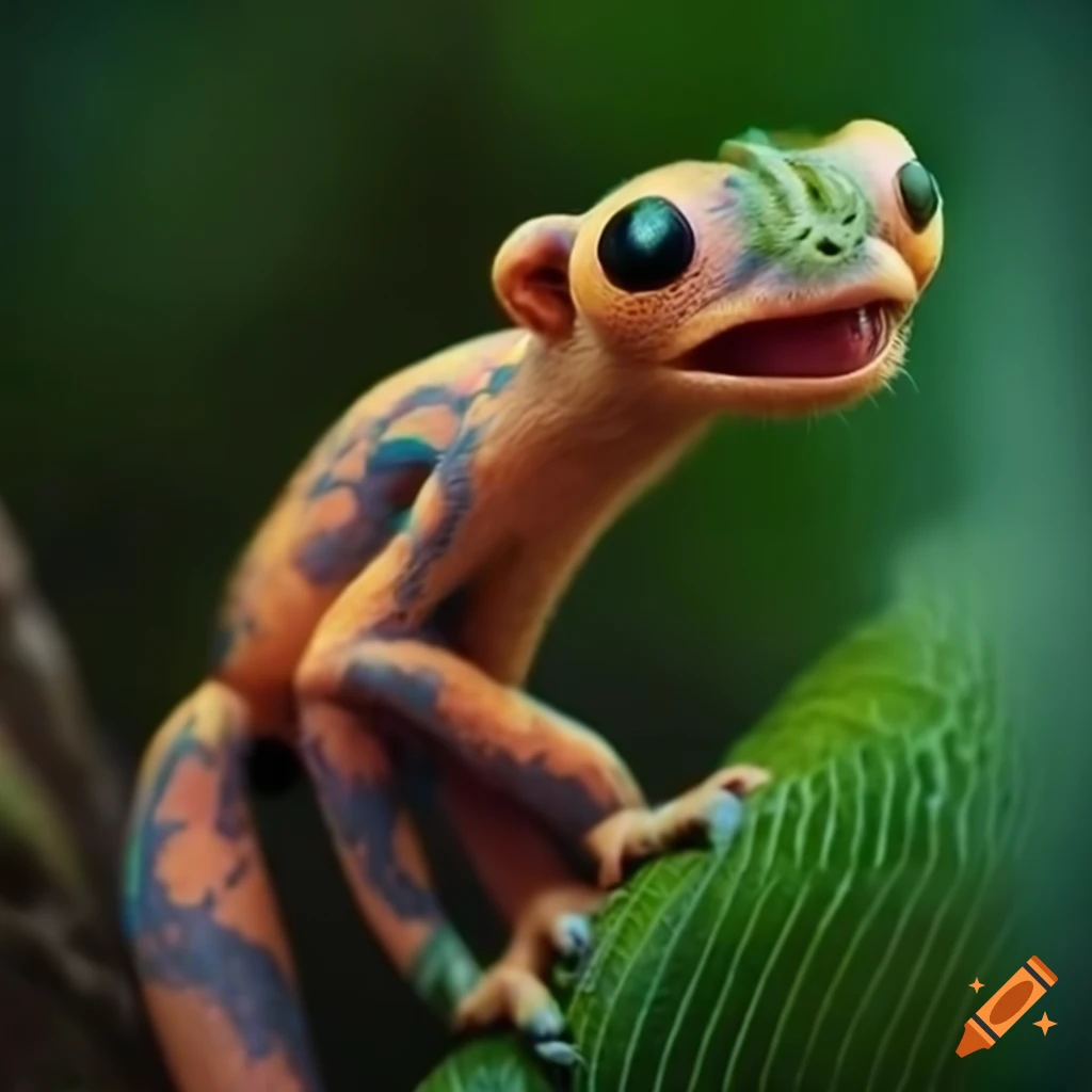 A whimsical hybrid rainforest creature inspired by both racoons and ...