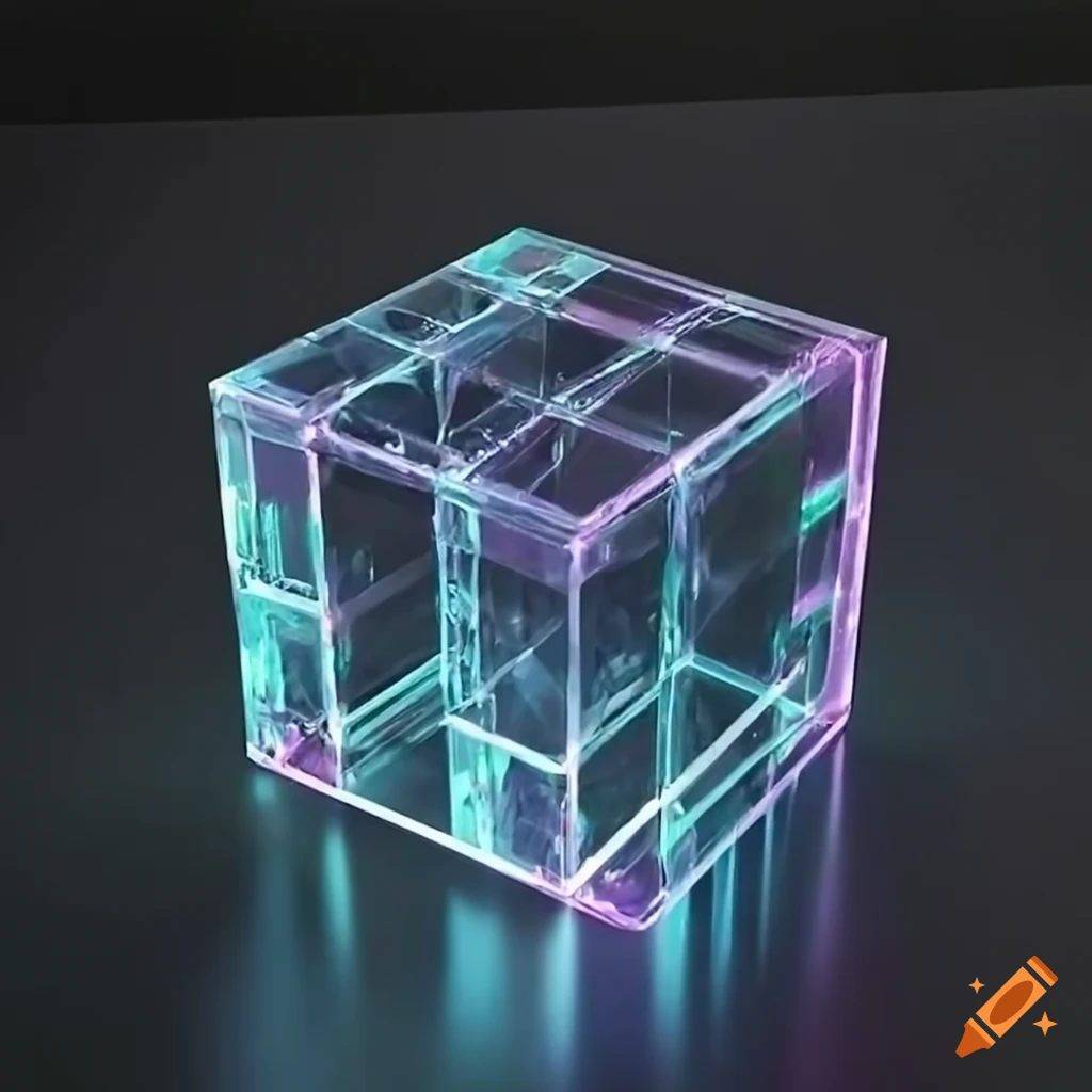 Freezed cube made of translucent 3d blocks, 50 inches wide, matrix ...