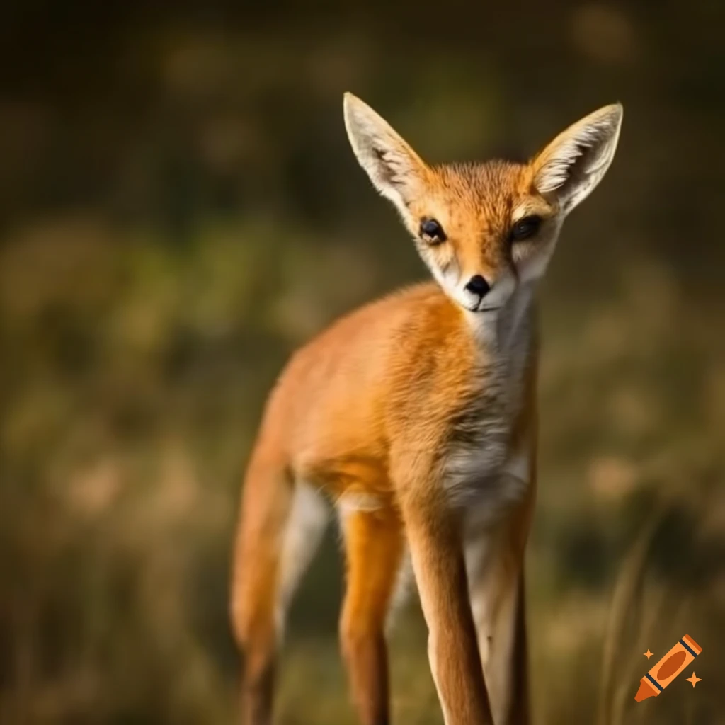 A whimsical hybrid steppe creature with a mixture of fox and gazelle ...