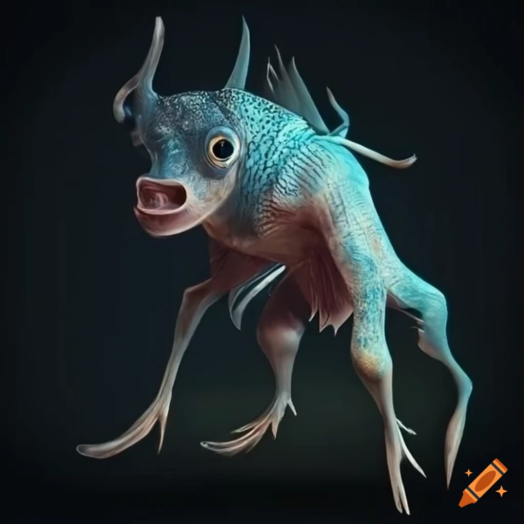 Hybrid creature with features of a fish and a cow