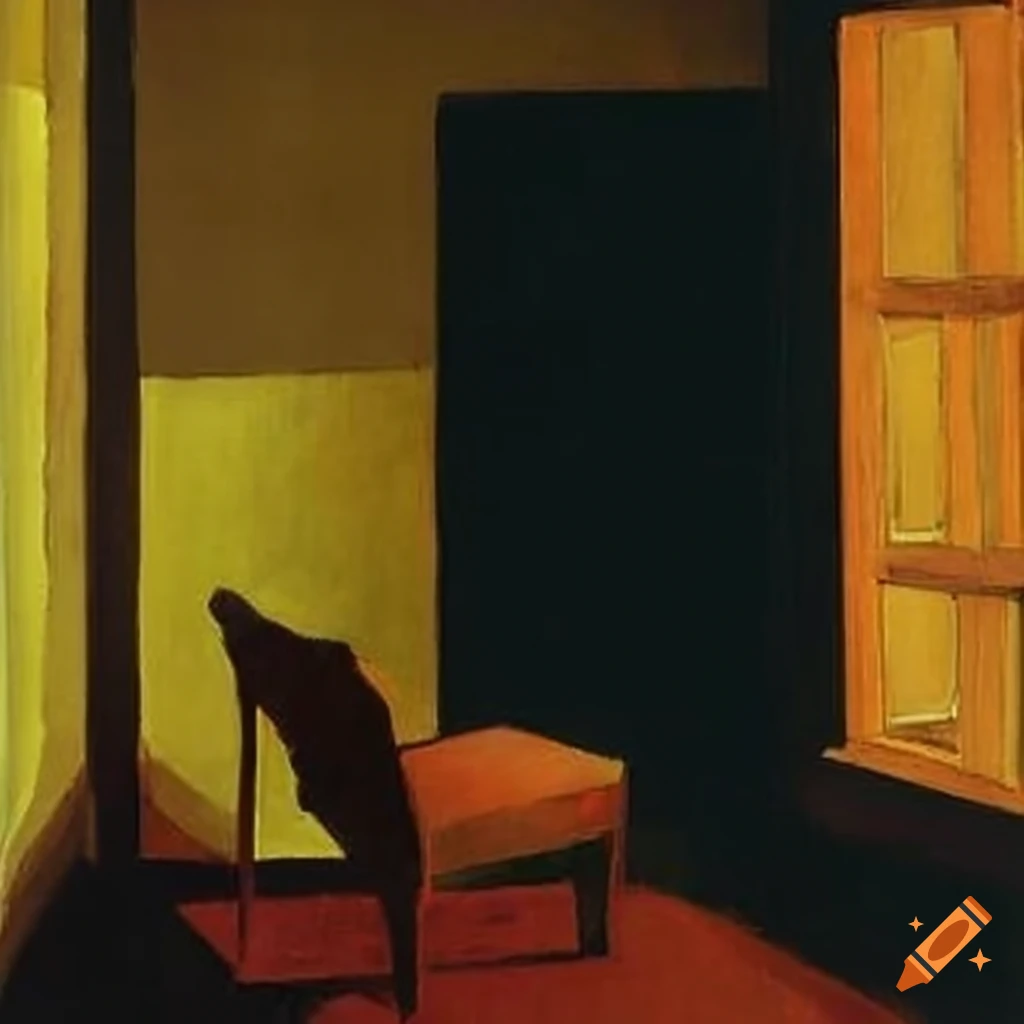 Liminal space on a sunset , painting by Edward hopper on Craiyon