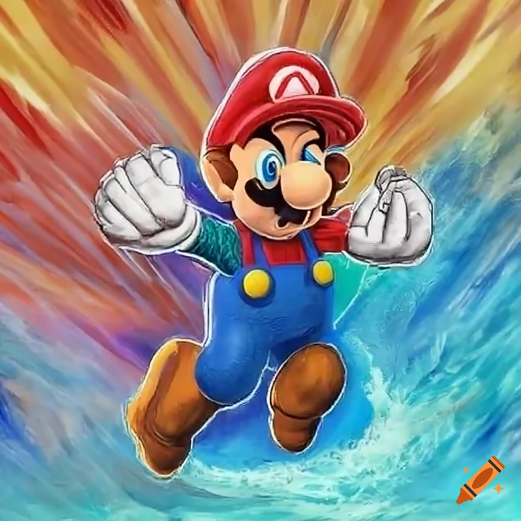 Super mario using the kamehameha wave on Craiyon