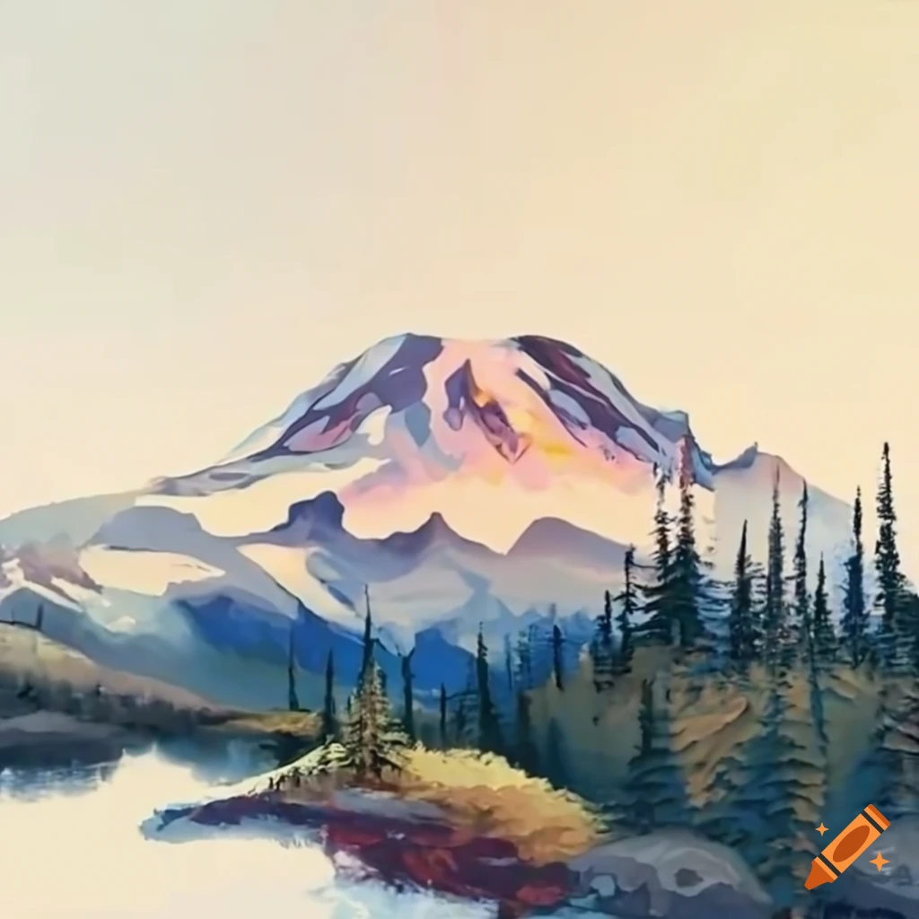 Mount rainier with an anatomical heart hidden inside the mountain