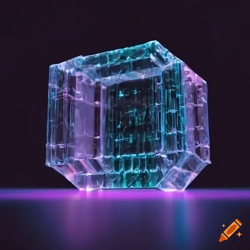 Freezed cube made of translucent 3d blocks, 50 inches wide, matrix ...