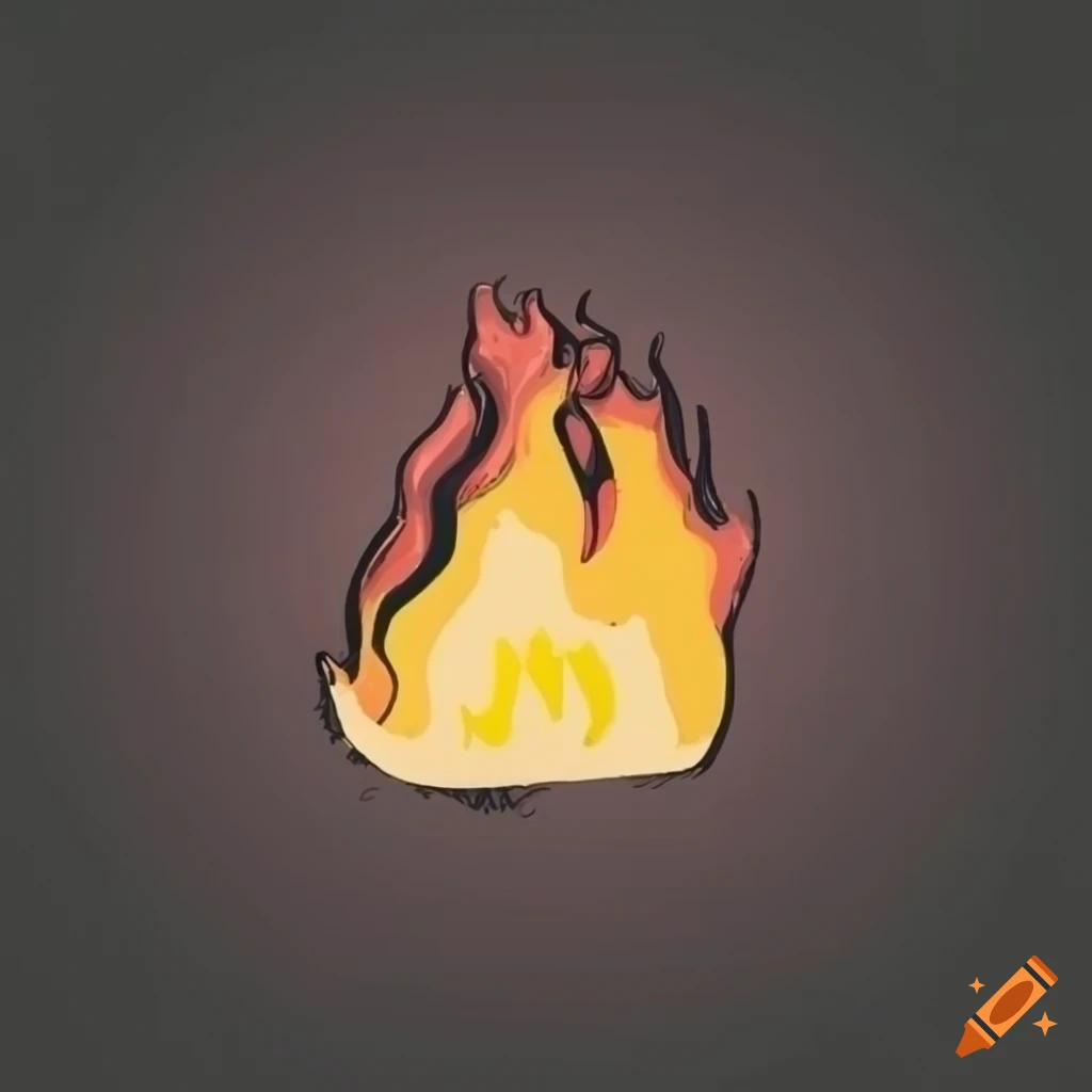Fire, simple illustration, lined in black marker on Craiyon