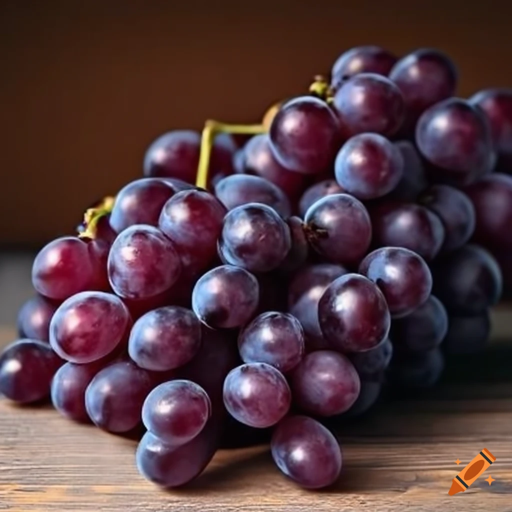 Fresh grapes on table on Craiyon