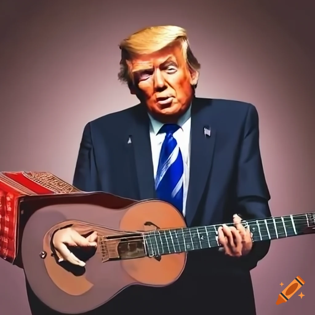 Donald trump playing slide guitar with a chocolate bar as a slide on ...
