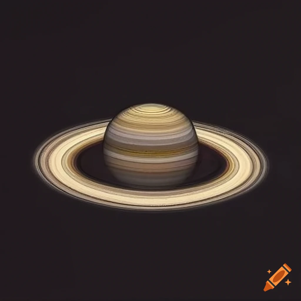 An intricate engraving of saturn with its magnificent rings