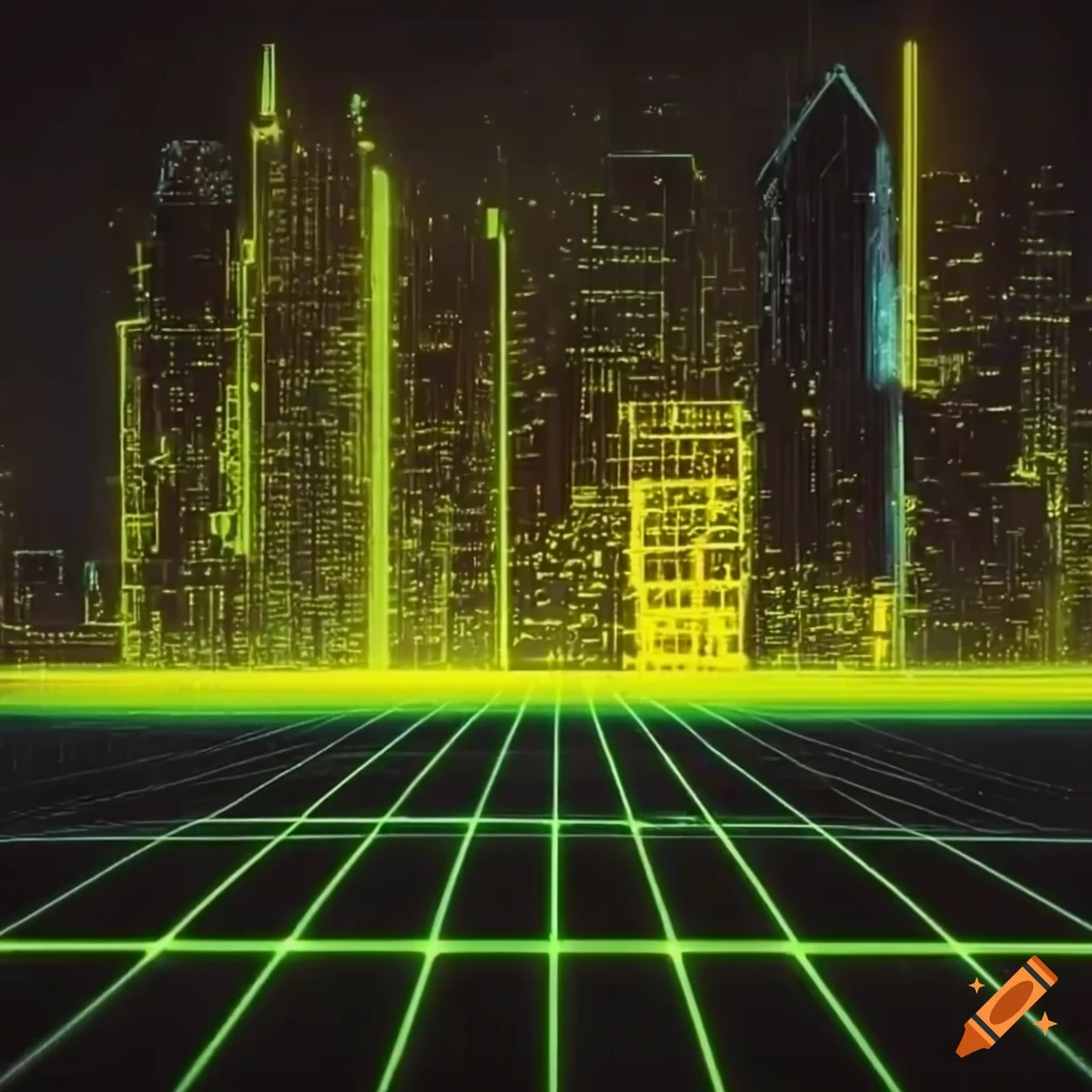 Synthwave, city made of salt crystal, style the matrix movie text ...