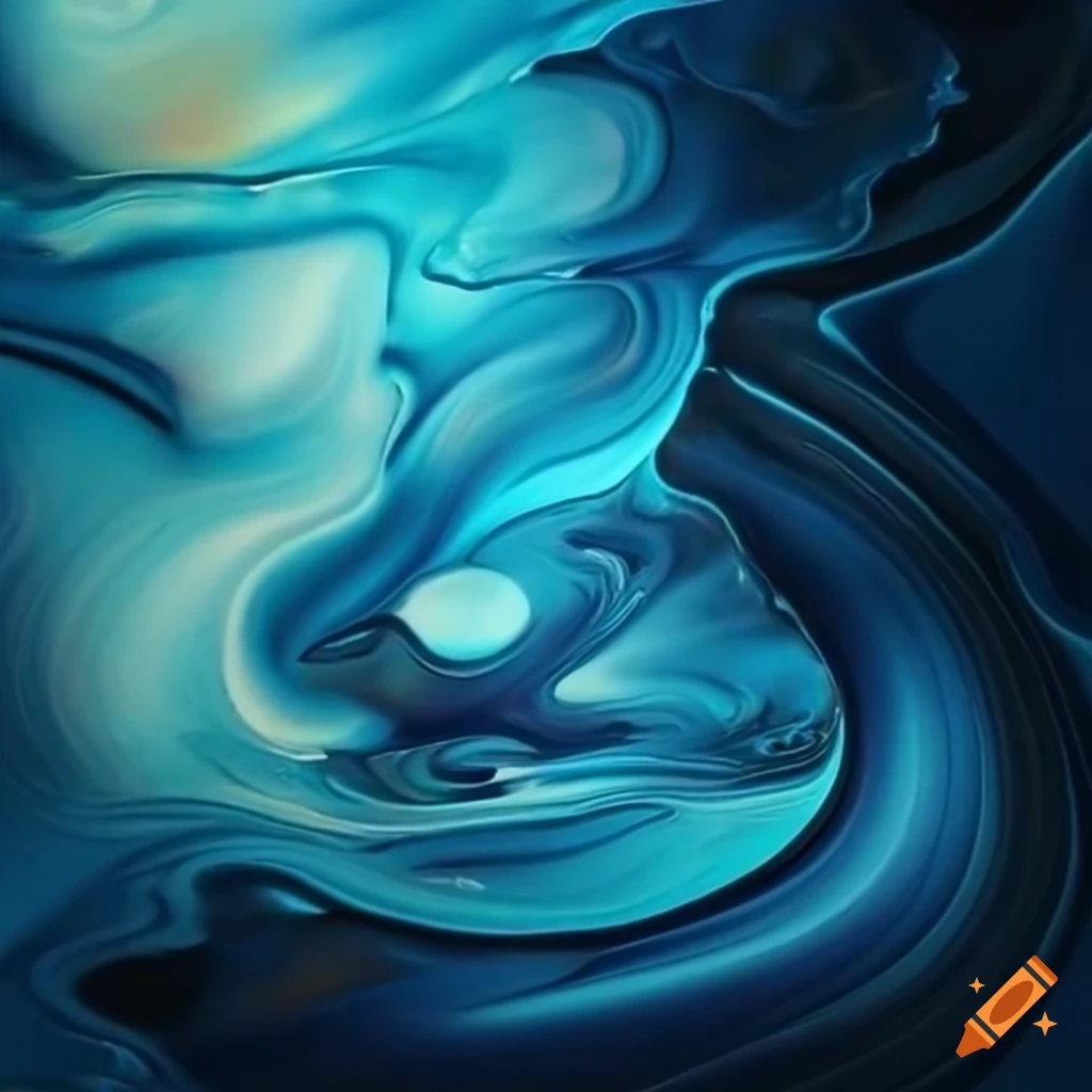 Powerful emotional dynamic abstract artwork inspired by the fluidity of water on Craiyon