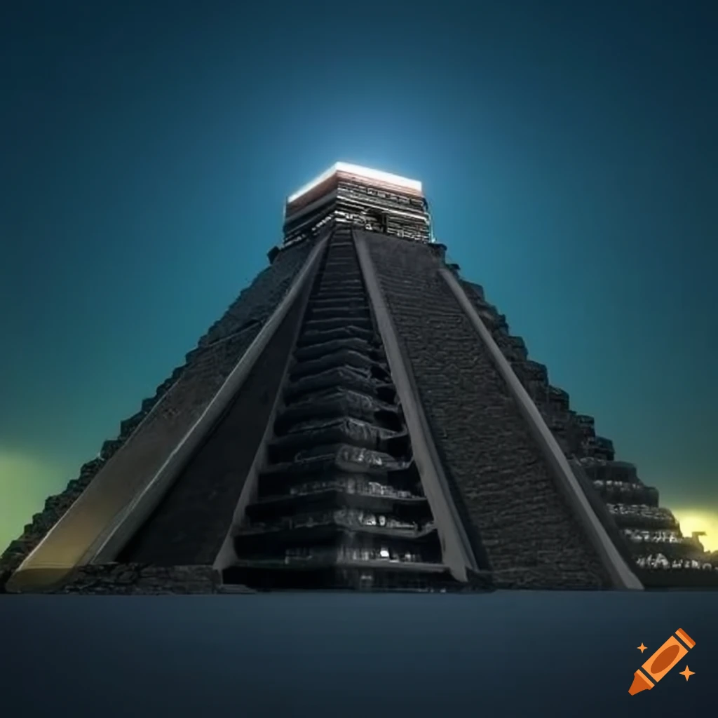 Futuristic azteca pyramid on Craiyon