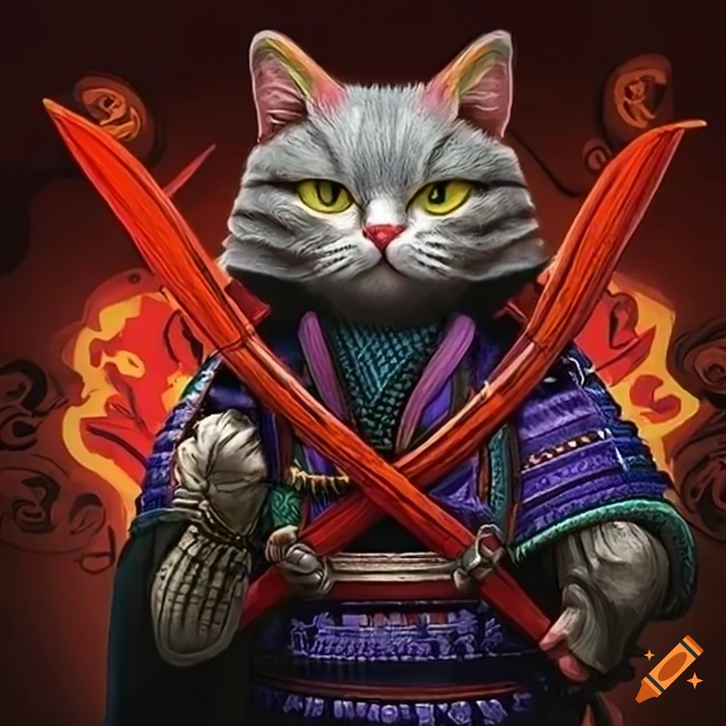 Cat samurai on Craiyon
