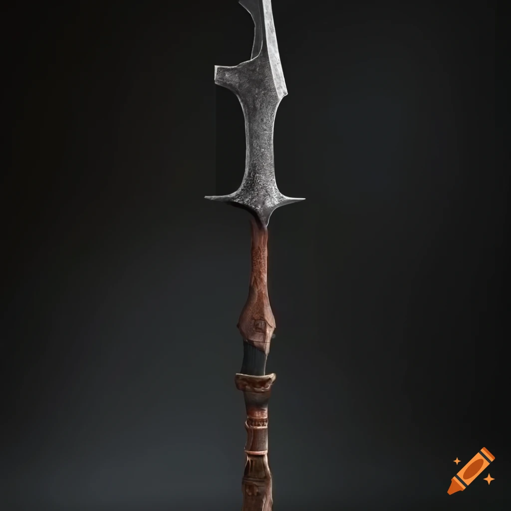 A greataxe, built with a rugged and intimidating design. Its blade is ...