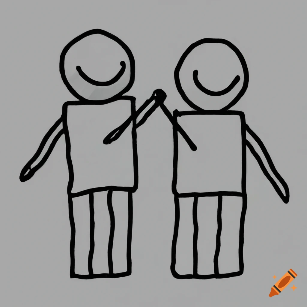 Drawing of twin stick figures