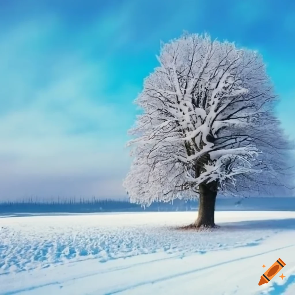 Snow field on the tree,wall