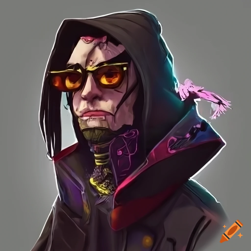 Cyberpunk style wizard with glasses