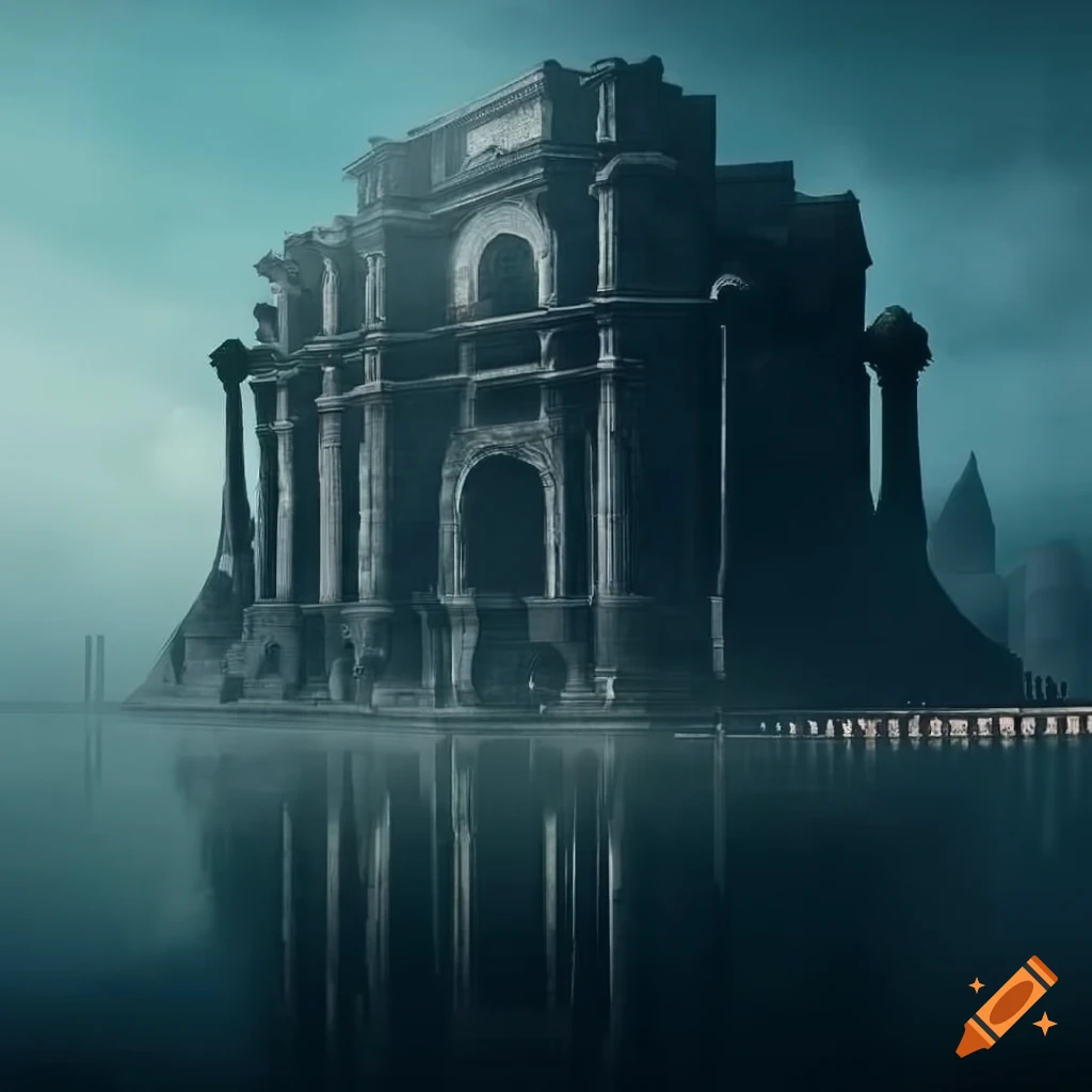 The black marble facade and gigantic columns of celeano's immense ...