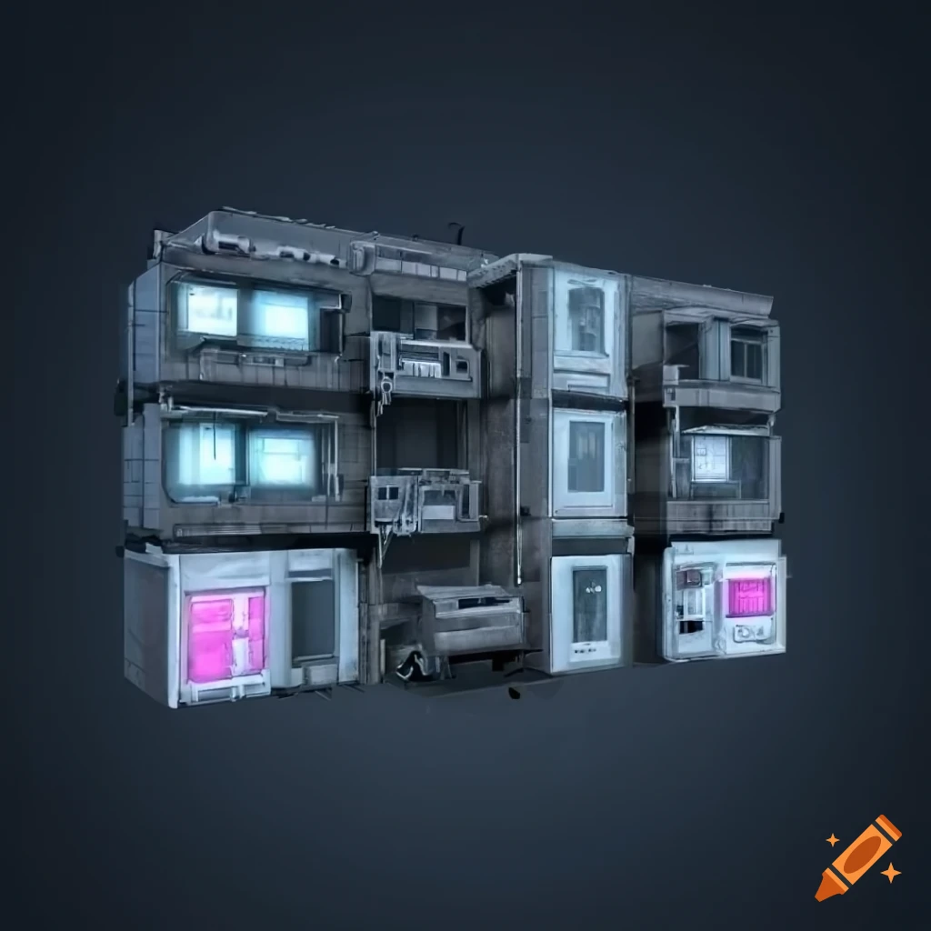 Cyberpunk dystopian housing unit on Craiyon