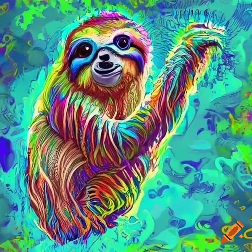 Trippy sloth on Craiyon