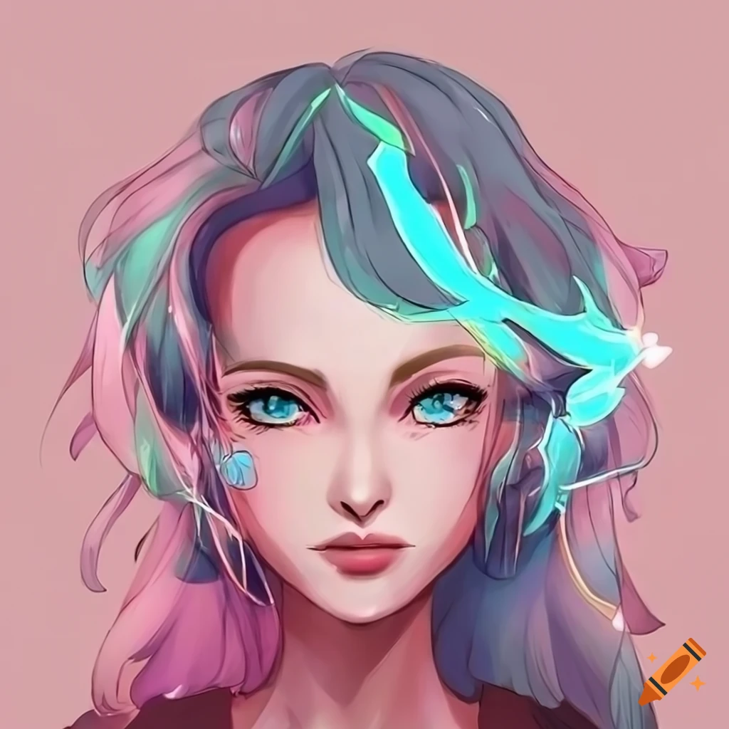 Opal made rose and anime portrait on Craiyon