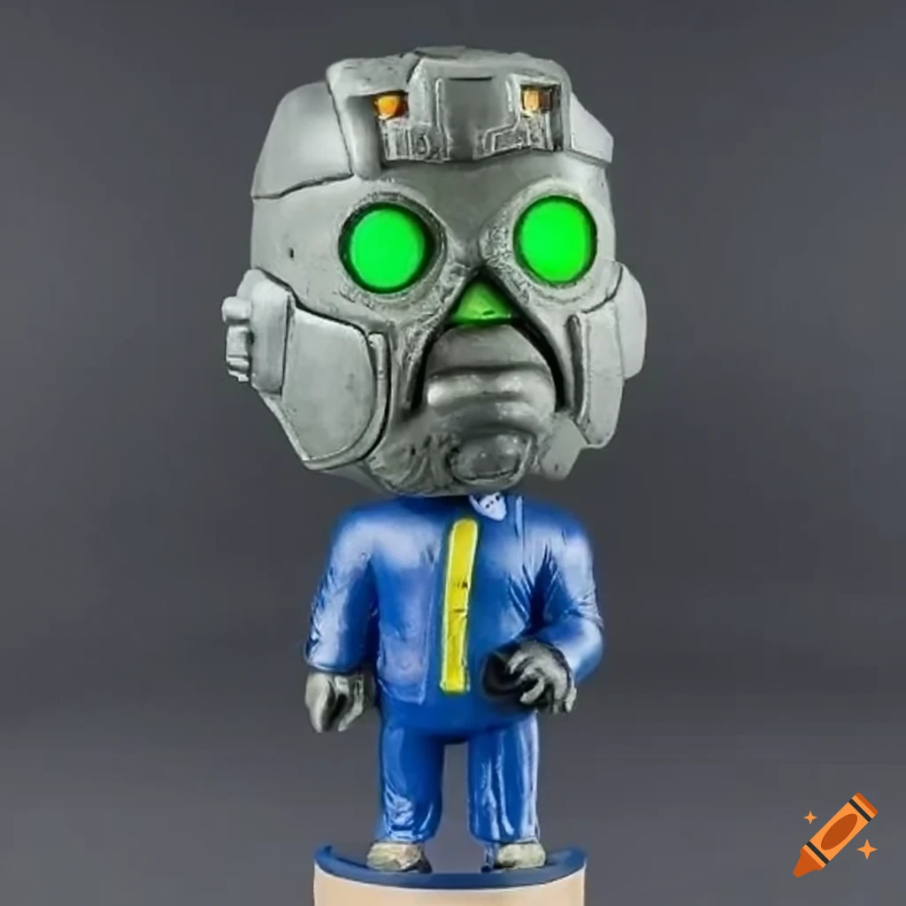 Collectible bobblehead of an enclave character from fallout video game