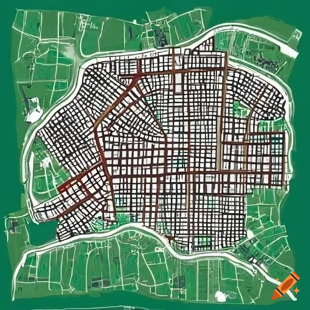 Urban city map with streets on Craiyon