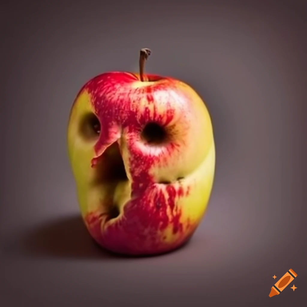 An apple with a horrifying hue on Craiyon